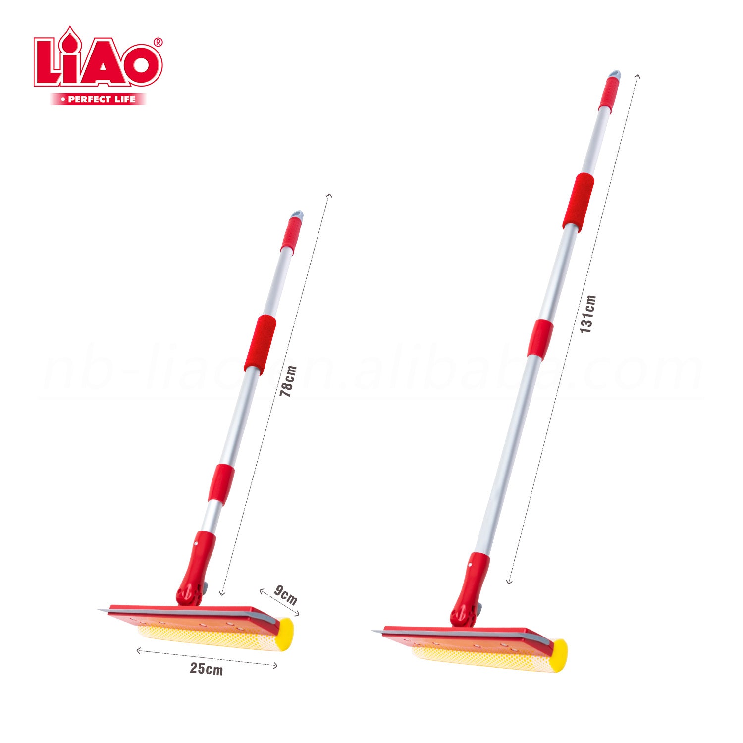 Telescopic 4.2ft Aluminium Pole Sponge + Squeegee Window Cleaner - LiA ...